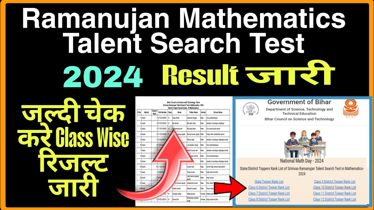 Cv Raman Ramanujan Mathematics talent search test result jari || Cv ...