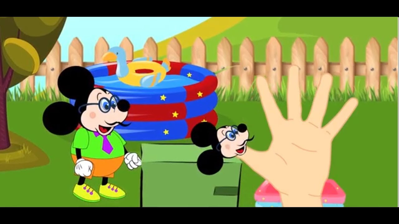 Mickey Mouse & Minnie Mouse Having Fun in the Pool Finger Family Rhymes ...
