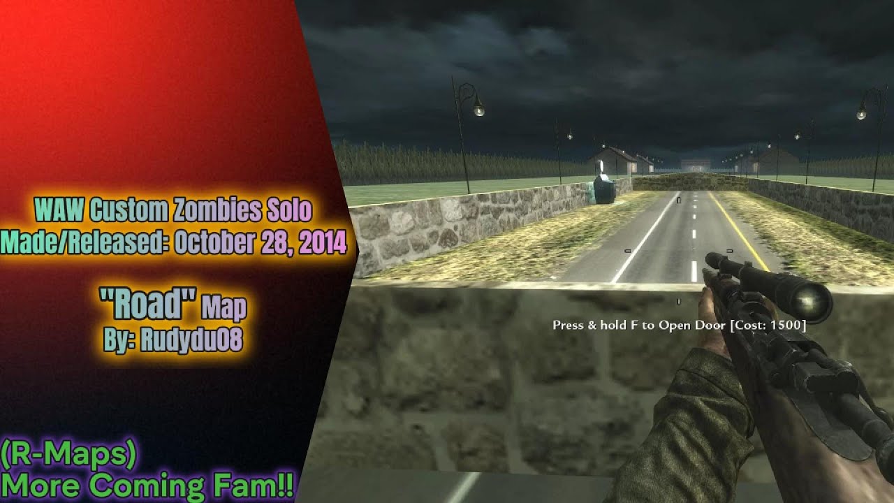 WAW Custom Zombies Solo "Road" Map Completed - YouTube