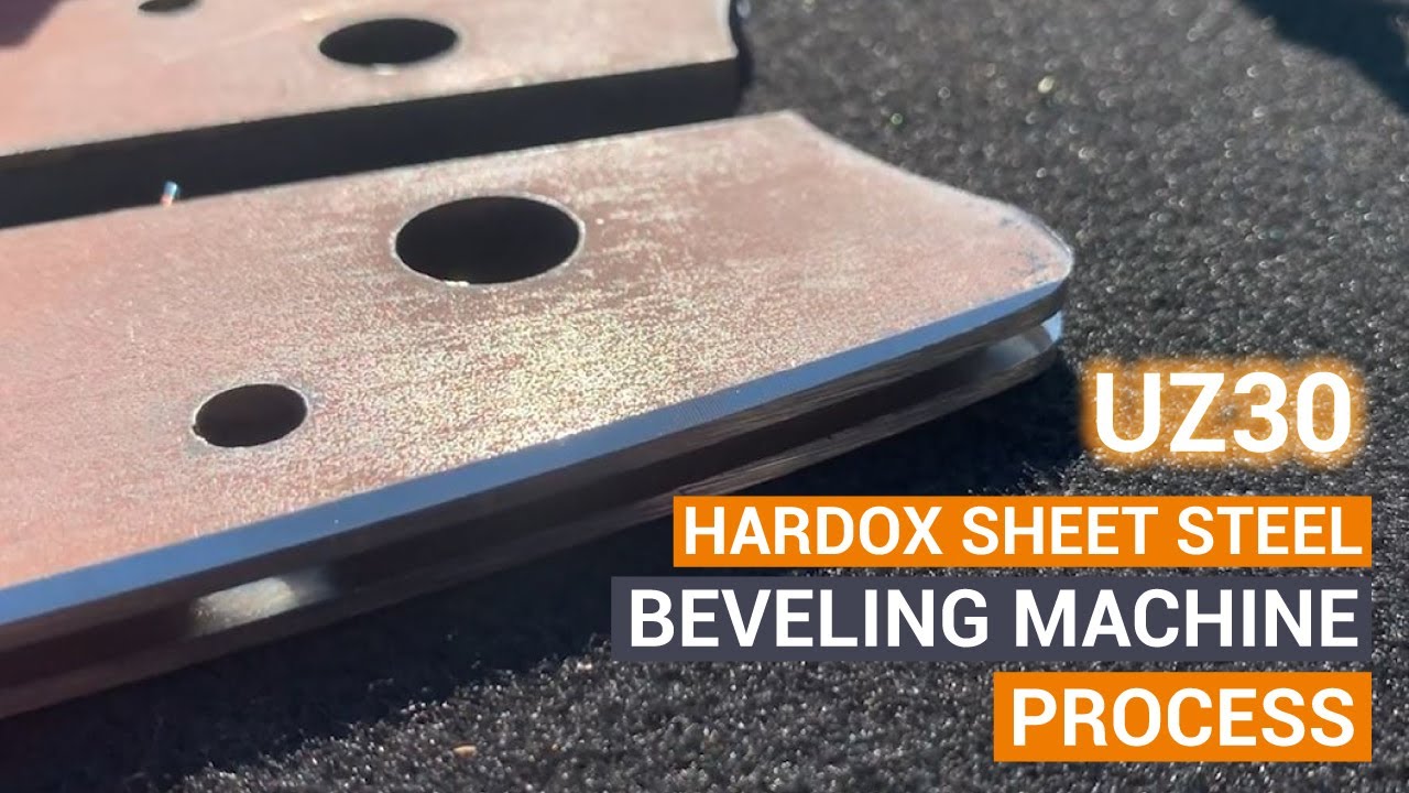 NKO Machine's UZ30 Beveling Machine process Hardox Sheet Steel into clean plate edges - YouTube
