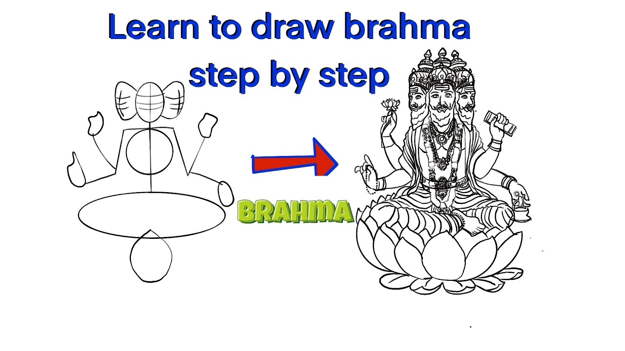 Learn to draw lord Brahma step by step - YouTube