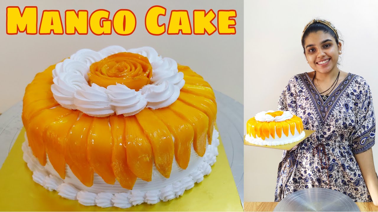 Mango Cake | How to make Rose from Mango Slices | बेकरी स्टाइल मैंगो ...