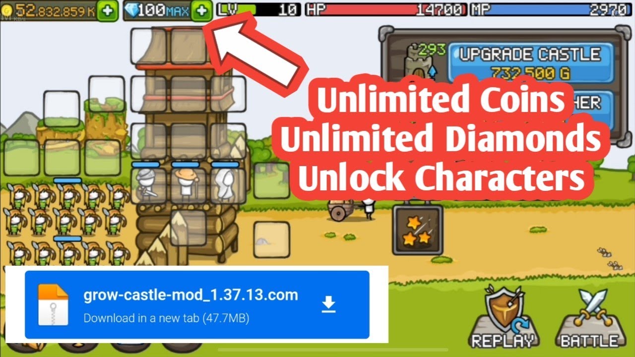 Grow castle mod apk V1.37.13 - gameplay - YouTube