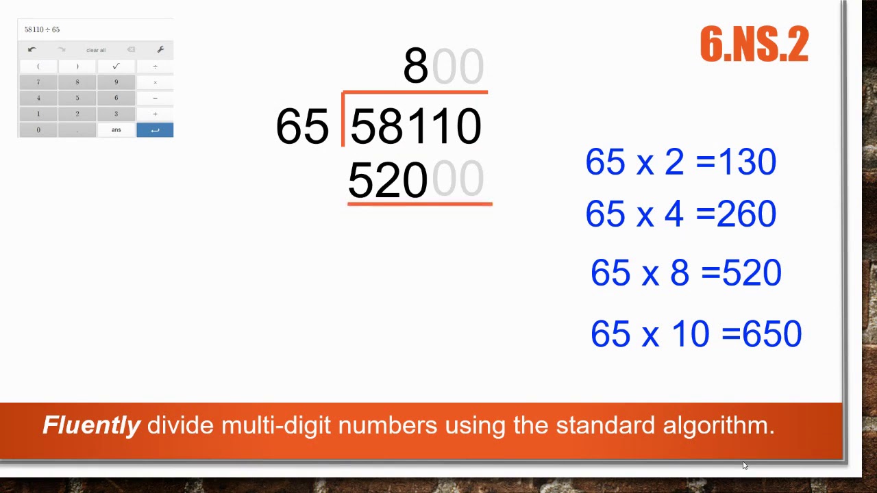 6NS2 Fluently Divide Whole Numbers - YouTube