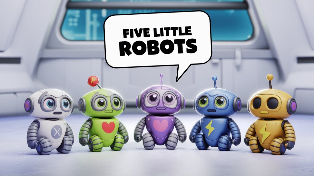 Five Little Robots | Fun Kids Song & Animation | Nursery Rhymes # ...