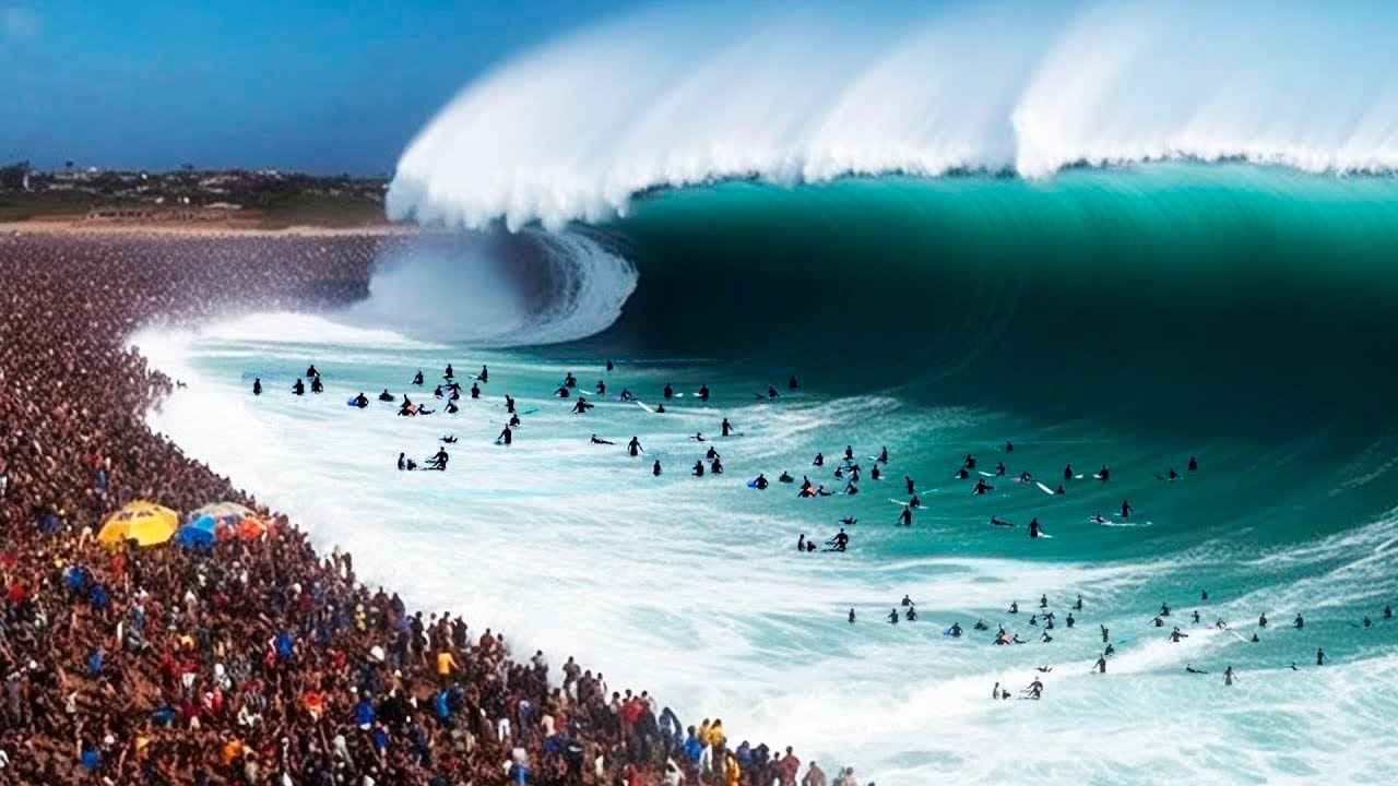 ¡Alerta en la Playa! Olas Gigantes Sorprenden a Bañistas Desprevenidos ...