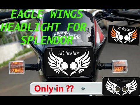 Hero Splendor Modified Headlights | Eagle Wings Lights with Projector ...