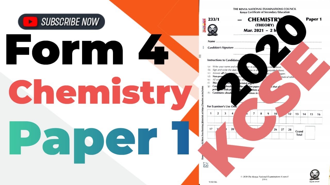 Form 4 Chemistry - K. C. S. E 2020 Paper 1 - YouTube