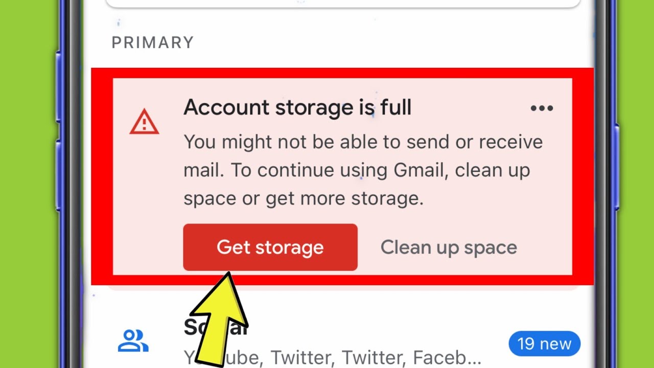 Gmail | Account storage is fullou might not be able to send or receive ...