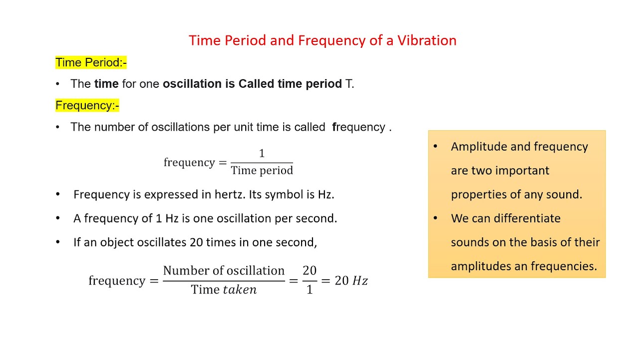Science 8 Chapter 13 Amplitude, Time Period & Frequency of a Vibration ...