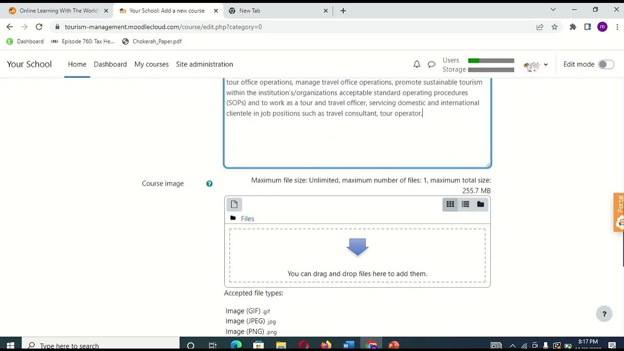Adding a new course on moodle - YouTube
