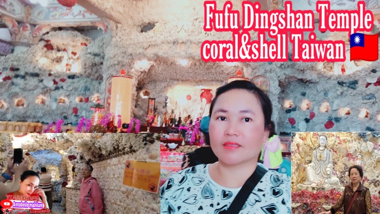 Fufu Dingshan Temple/small shrine with intricate carvings of shells ...