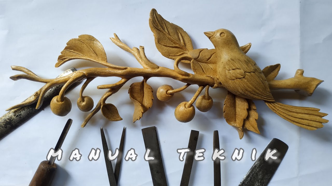 Ukiran 3d | wood carving bird and leaf - YouTube