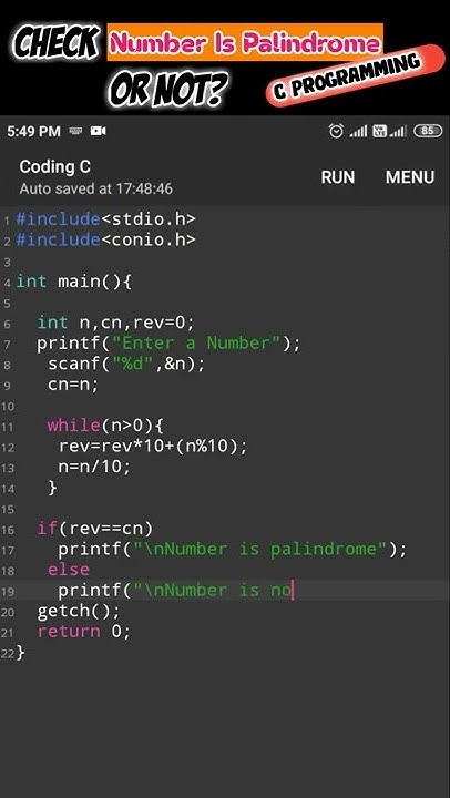 Palindrome Program In C Shorts Ctutorials Basiccode Youtube 