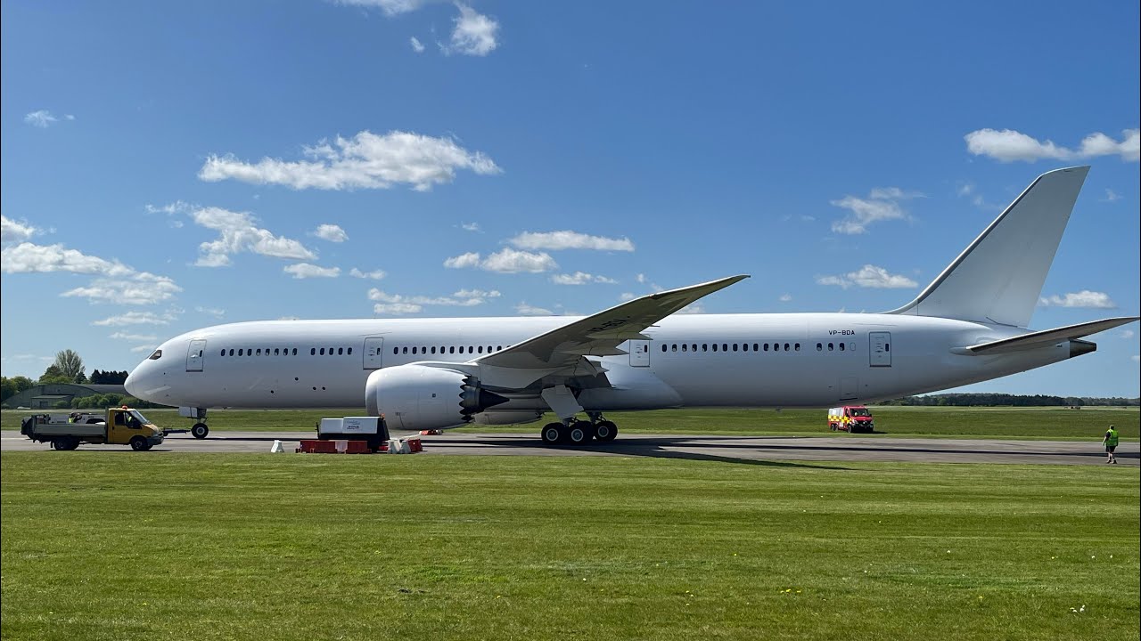 BOEING 787 Dreamliner push back after landing at Kemble airfield for ...