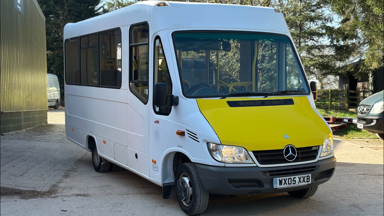 Underneath a former council minibus, Petrol Mercedes sprinter - WX05XXB ...