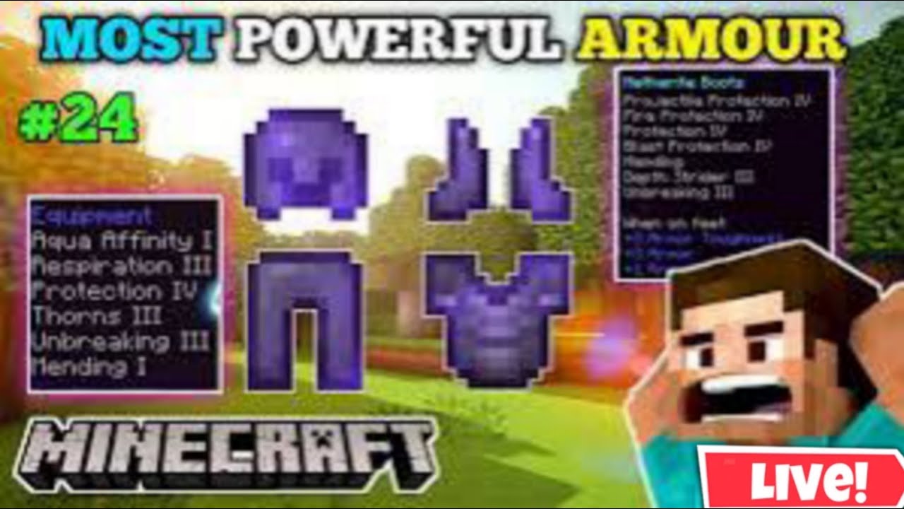 "Minecraft LIVE 🔴 Most Powerful Netherite Armour Set! 🔥 #Minecraft # ...