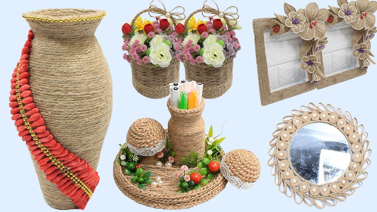 5 Jute Craft Ideas Home Decorating Ideas Handmade Easy YouTube