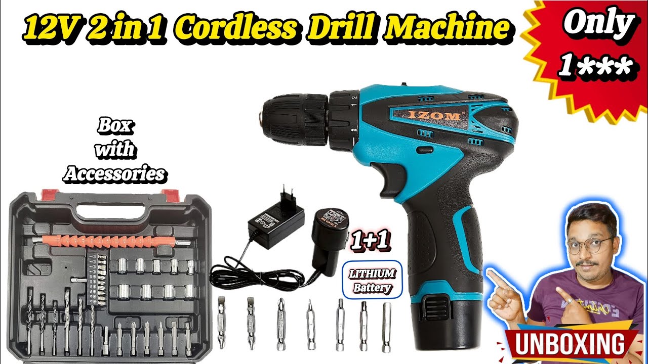 Cordless Drill Machine 2in1 12v Lithium Battery Operated Drill & Screw ...