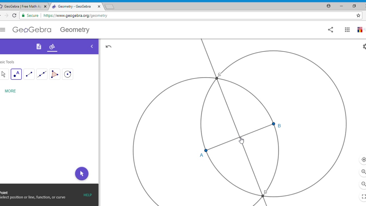 GeoGebra Constructing a Perpendicular Bisector - YouTube