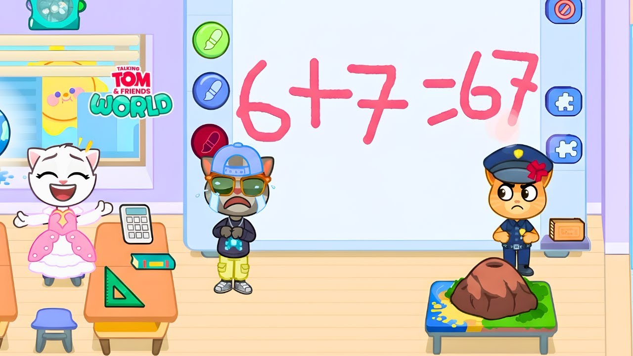 Tom Crying Angela Laughing After Writing 67 on Board | Talking Tom ...