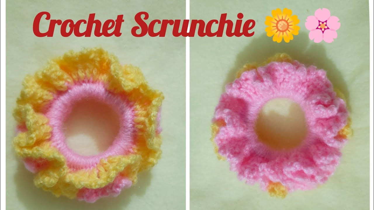 Two colours crochet scrunchie tutorial.. - YouTube
