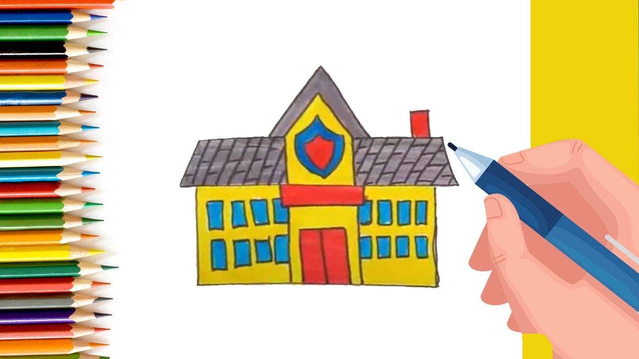 How to Draw easy School step by step for Kids| Drawing Tutorials for ...