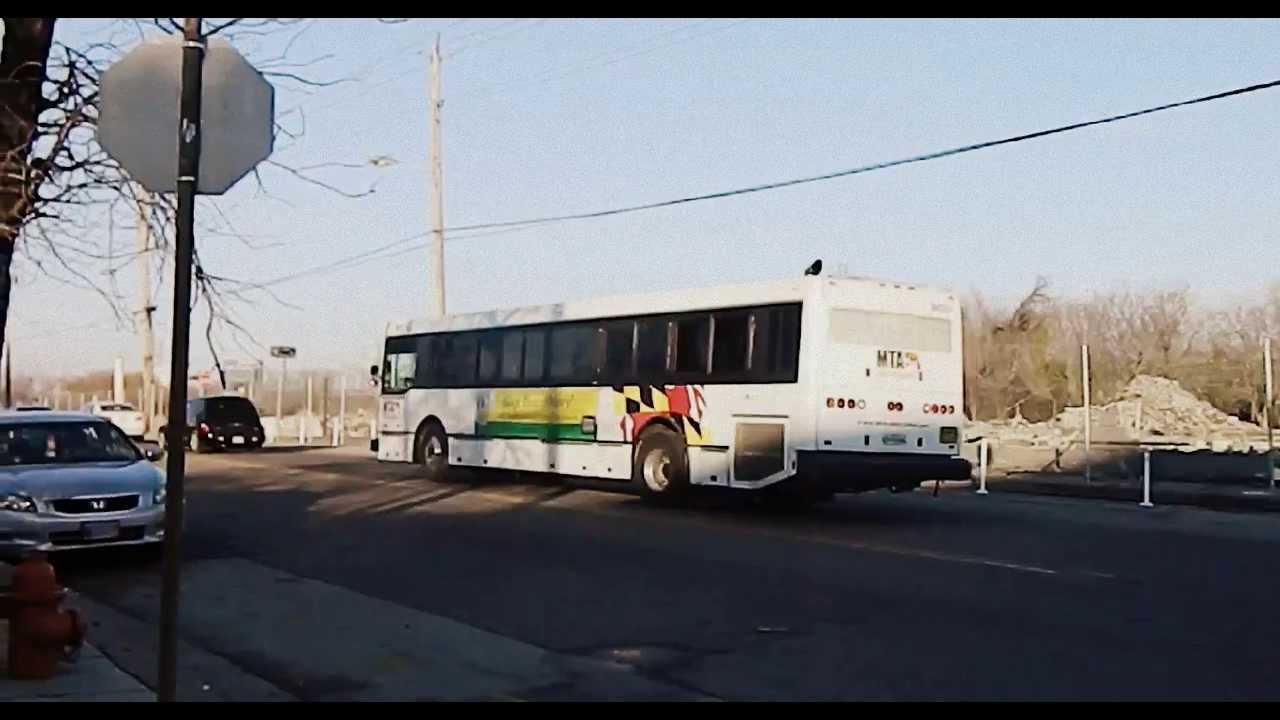Greyhound MCI 102DLW3 #6488 & MTA Maryland NABI 416.10 #0050 Leaving ...