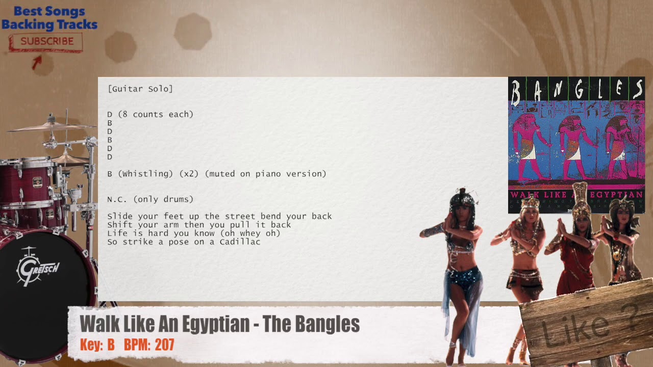 🥁 Walk Like An Egyptian - The Bangles Drums Backing Track with chords ...