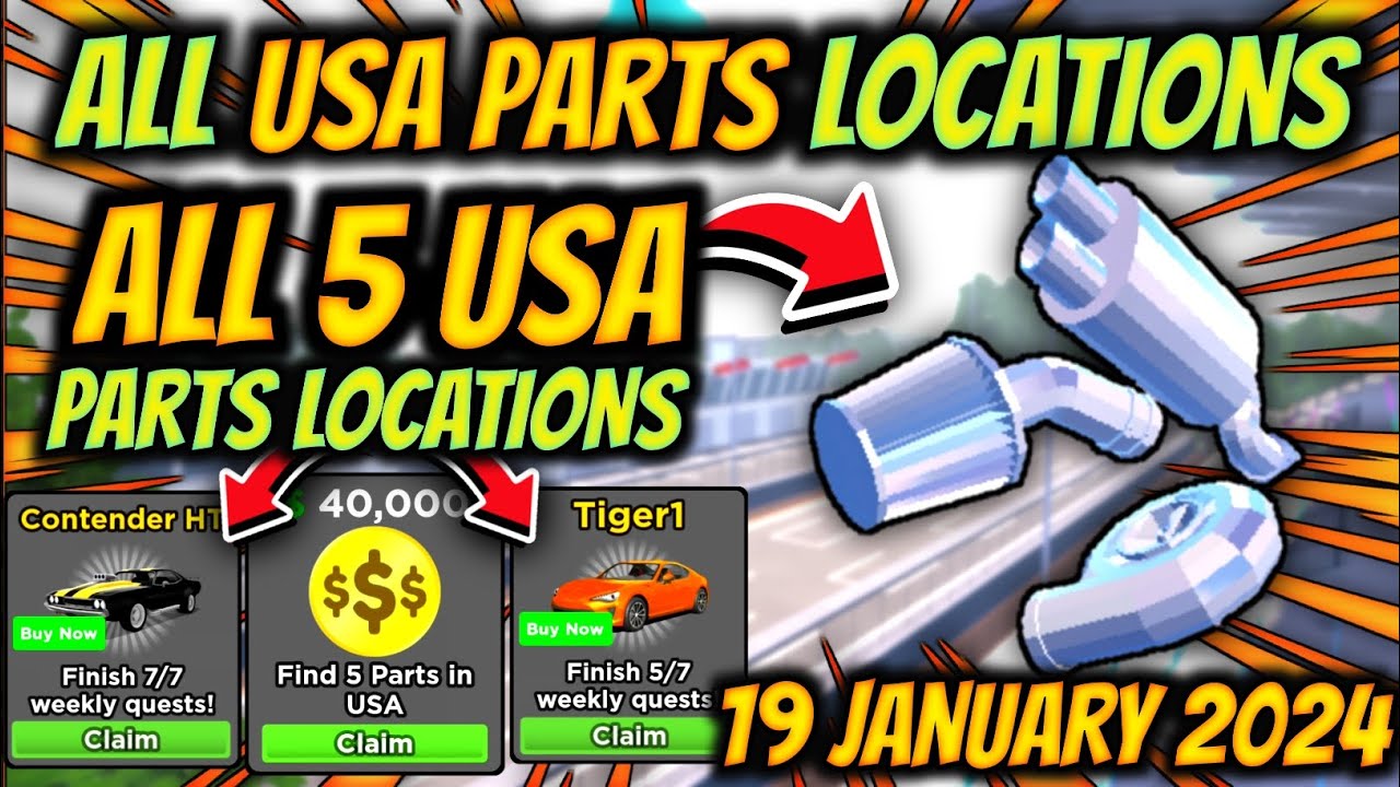 How To Find All 5 USA Parts Locations For Weekly Quests In Roblox Drive ...