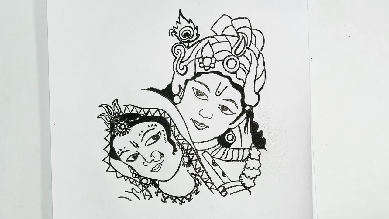 Easy Radhakrishna drawing for beginners l Lord Radhakrishna drawing ...