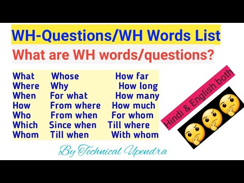 What are wh words/what are wh questions/wh word list - YouTube