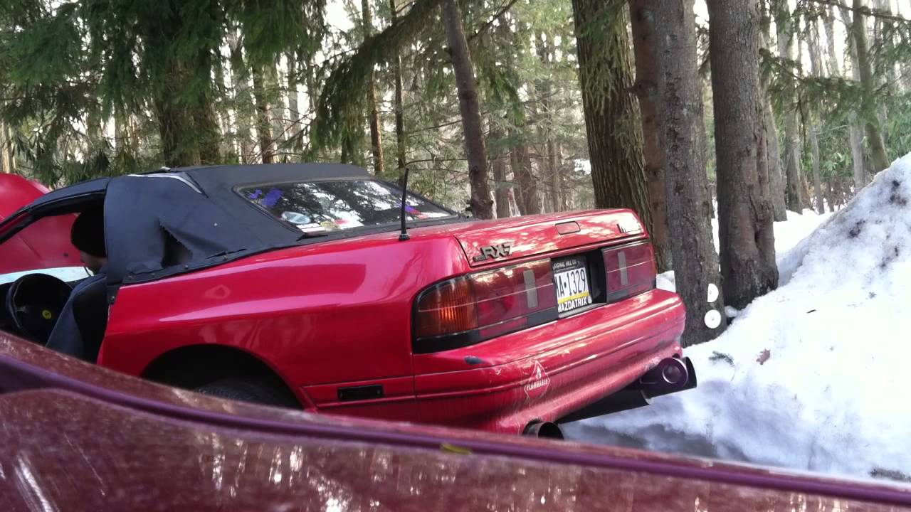 1989 Mazda Rx7 New Exhaust Test Apexi Dual N1 and i get yelled at lol ...