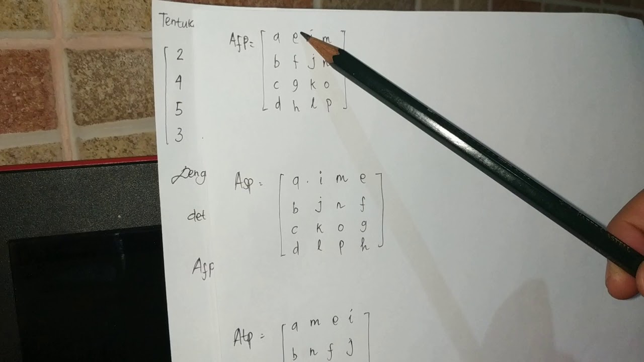 matriks 4x4 metode sarrus lanjutan - YouTube