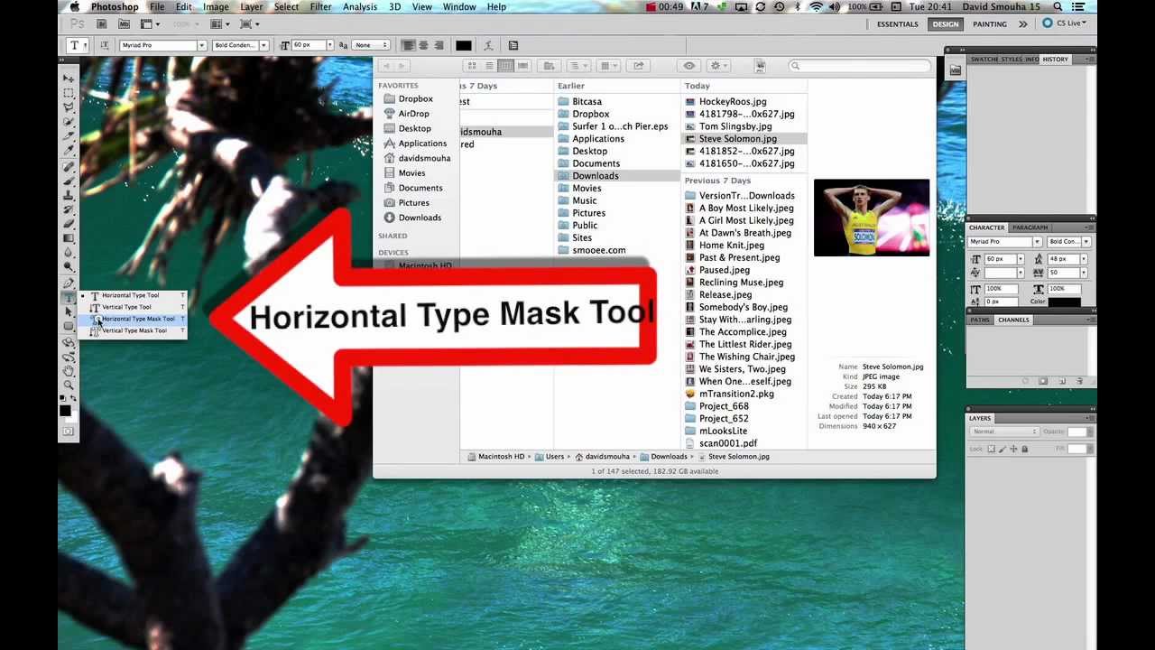 Adobe Photoshop CS5 Type Mask Tool .mov - YouTube