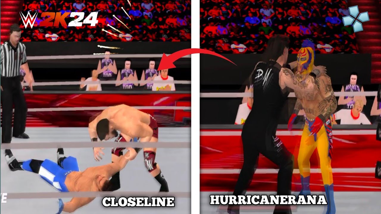 Closeline And Hurricanerana Veriation In Wwe2k24 Ppsspp ( More Than 20 ...