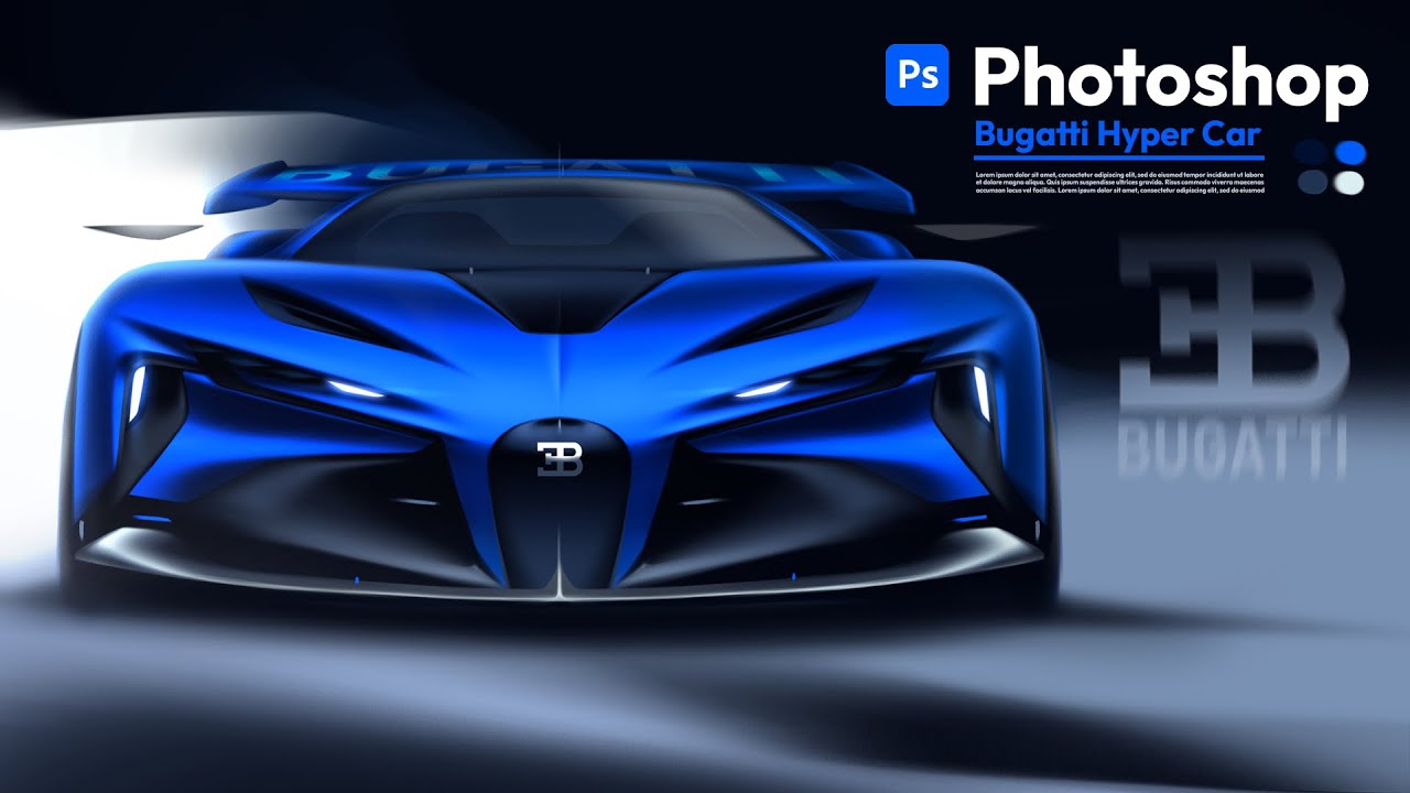 How to Draw Concept Car in Photoshop like a PRO : Bugatti Time Lapse ...