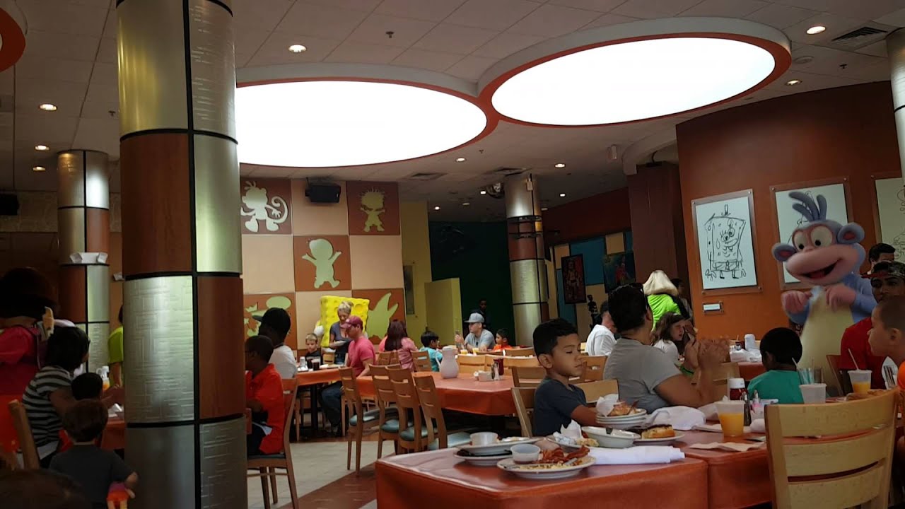 Character breakfast at nick hotel with family - YouTube