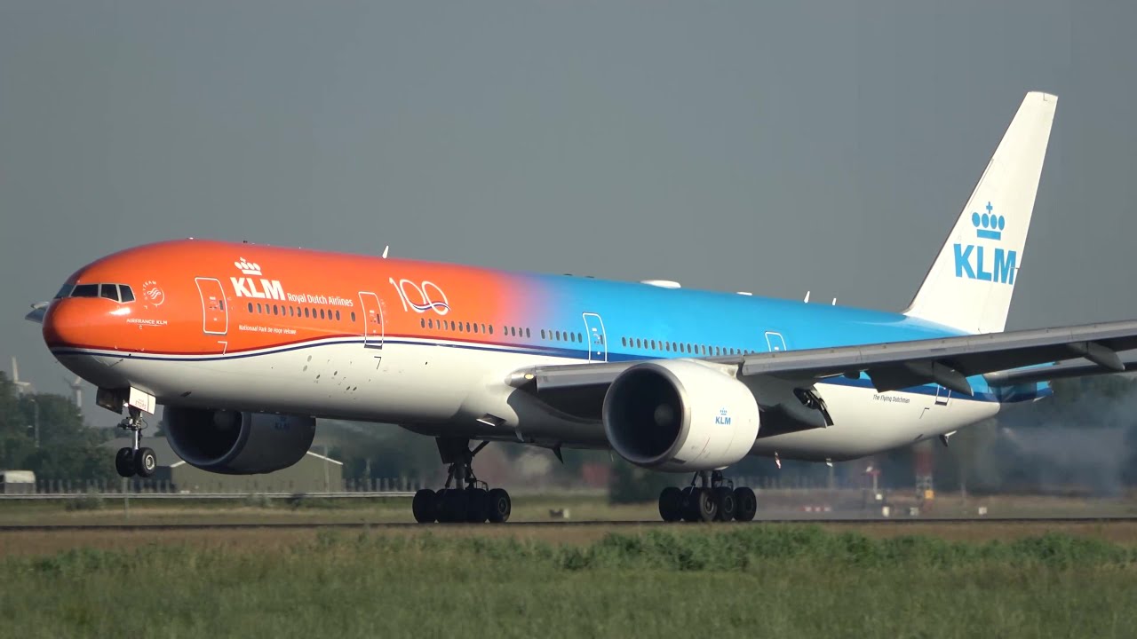 KLM (Orange Pride Livery) Boeing 777-300ER PH-BVA Landing At AMS 18R ...