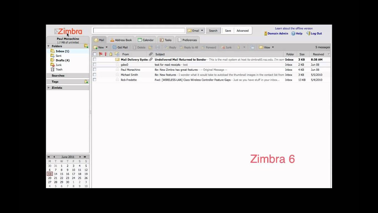 Zimbra 6 New Reading Pane - YouTube