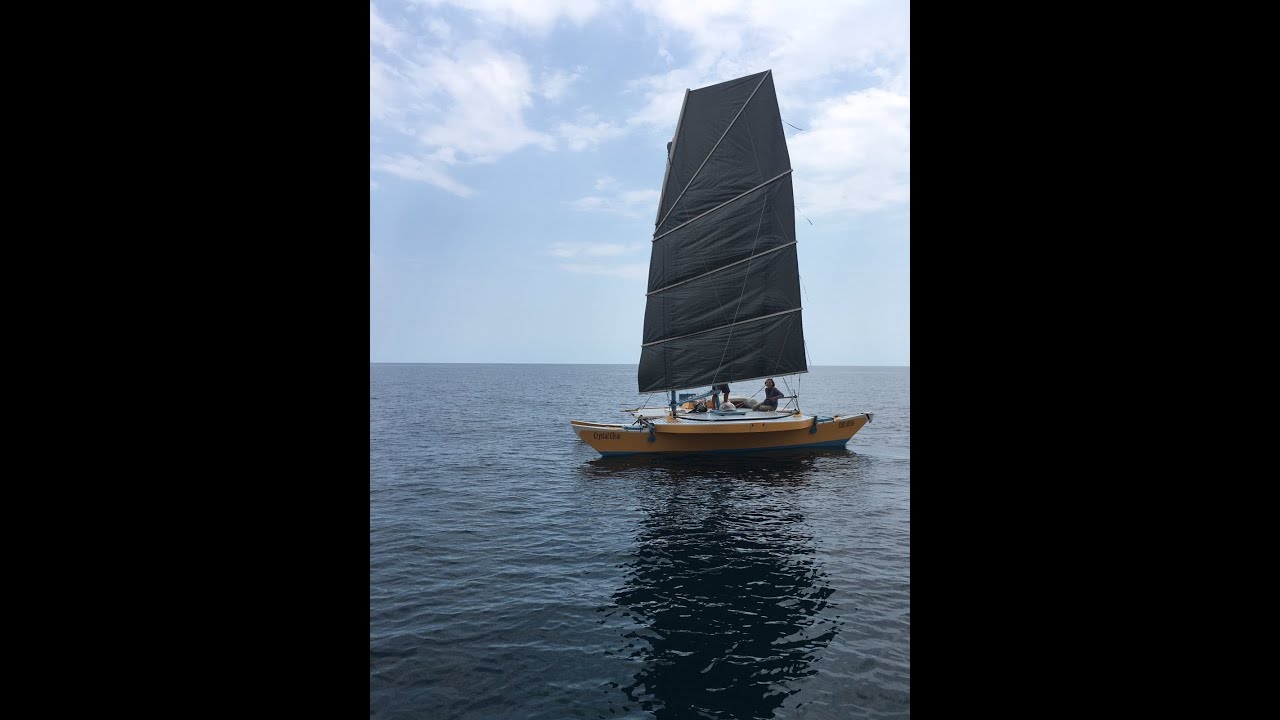 Proa sailing, almost backwinding... - YouTube