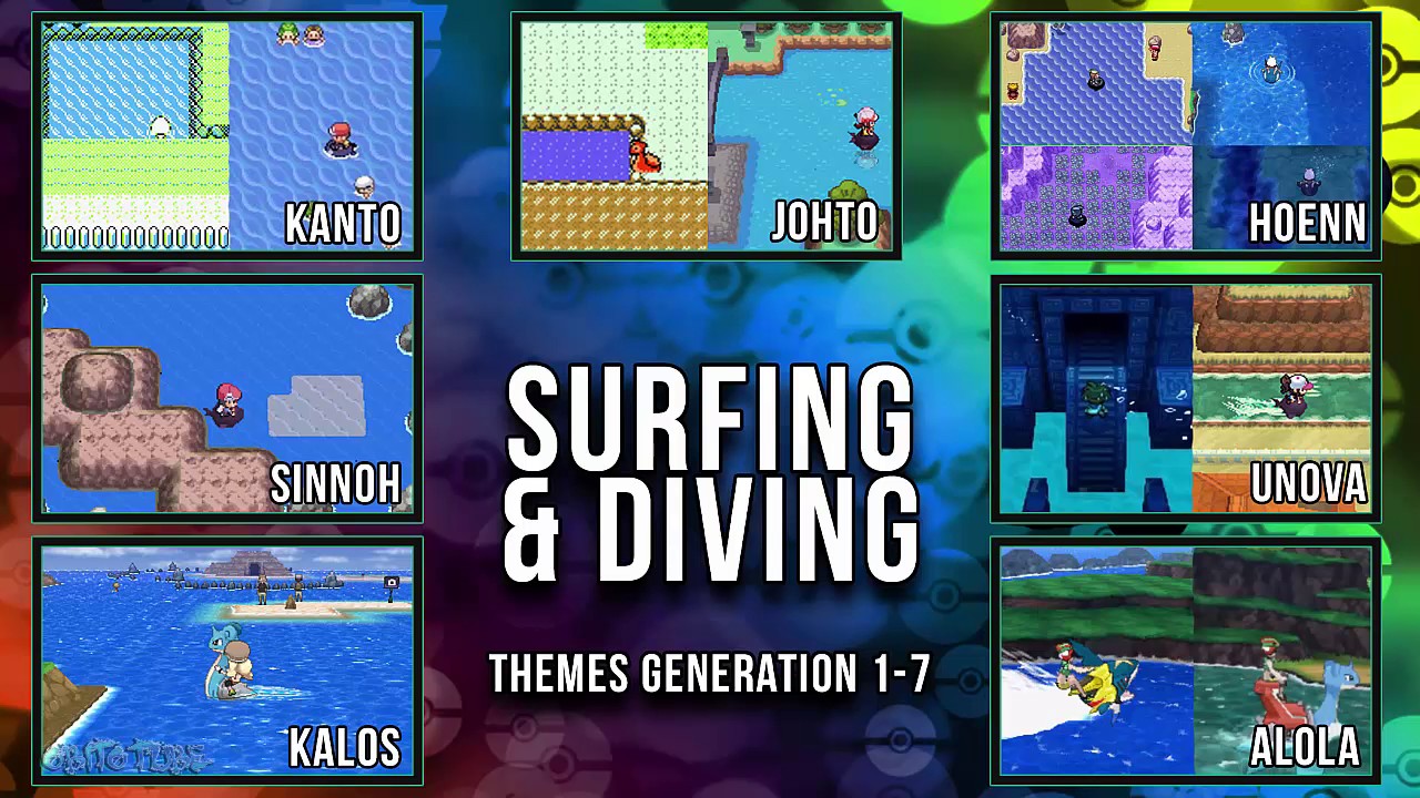 All Pokémon Surfing & Diving Themes [GEN 1-7] - YouTube