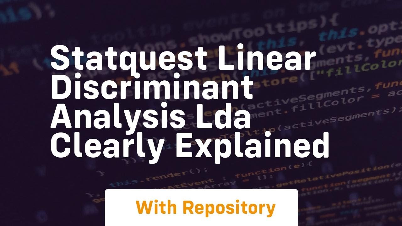 Statquest linear discriminant analysis lda clearly explained - YouTube