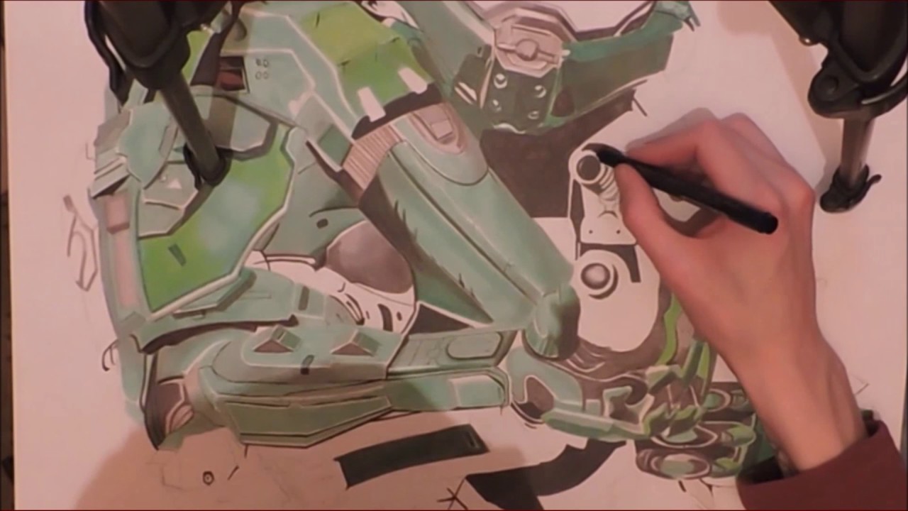 Halo Master Chief ProMarker Drawing - YouTube