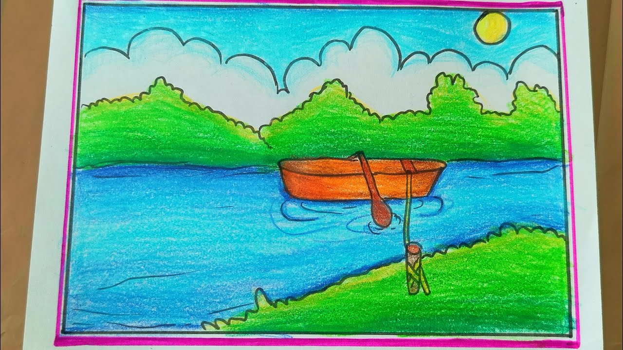 how to draw easy scenery/ scenery drawing/ easy scenery - YouTube