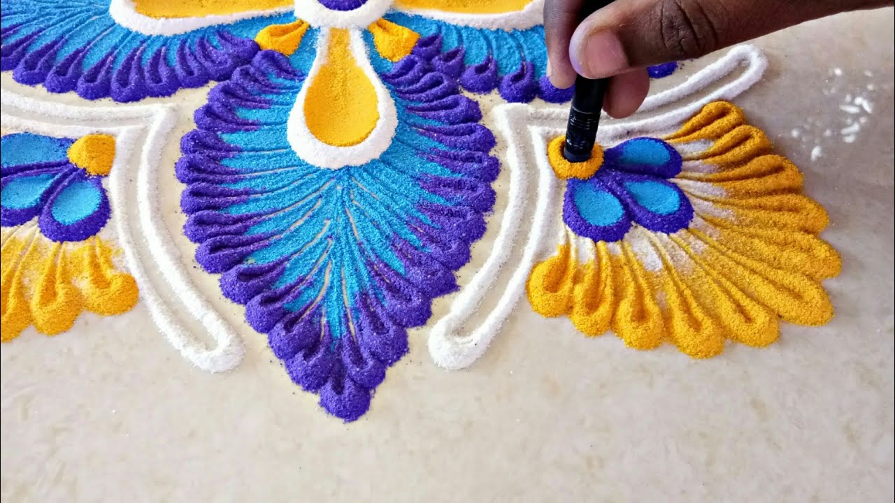 Simple, Cute and Latest Rangoli Design for beginners | Easy Rangoli ...