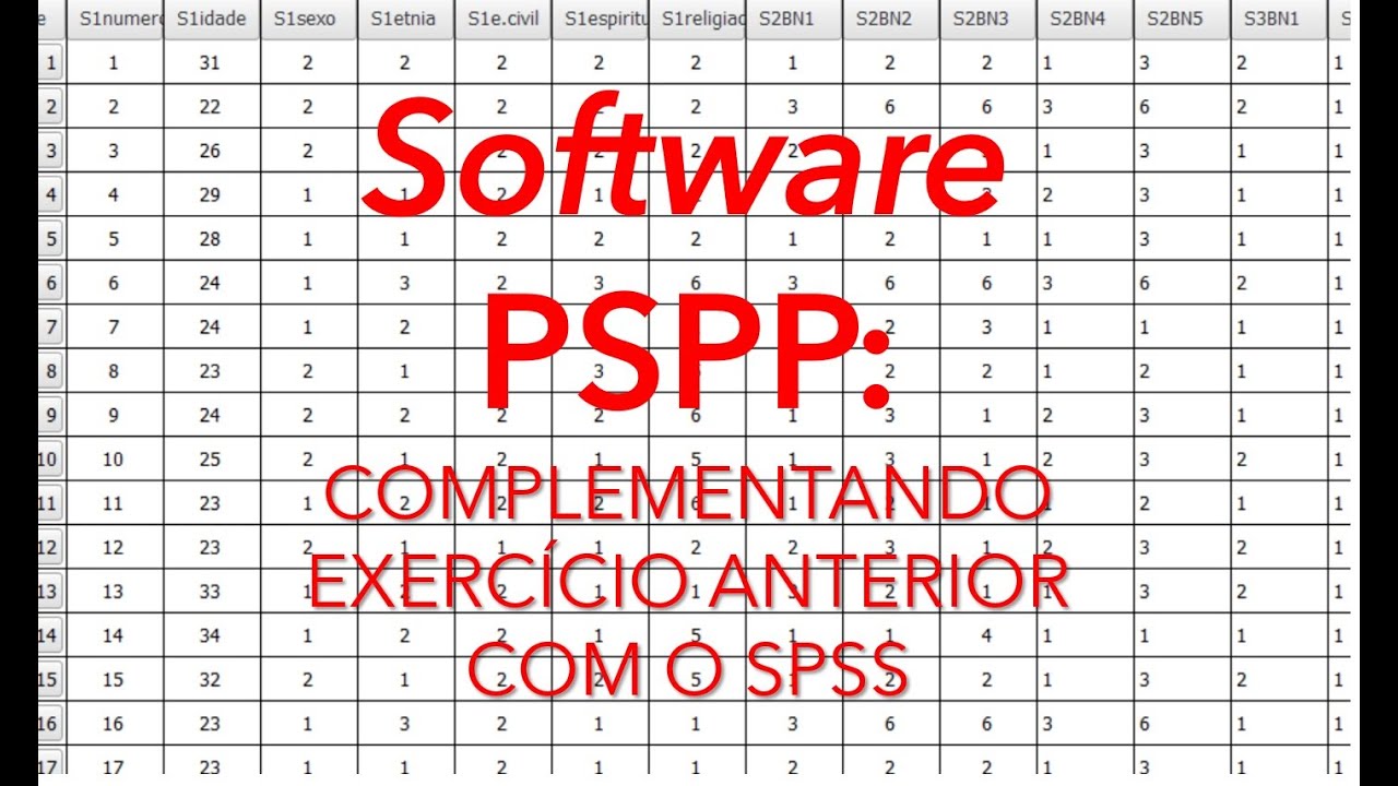 SOFTWARE PSPP: COMPLEMENTANDO EXERCÍCIO COM O SPSS - YouTube