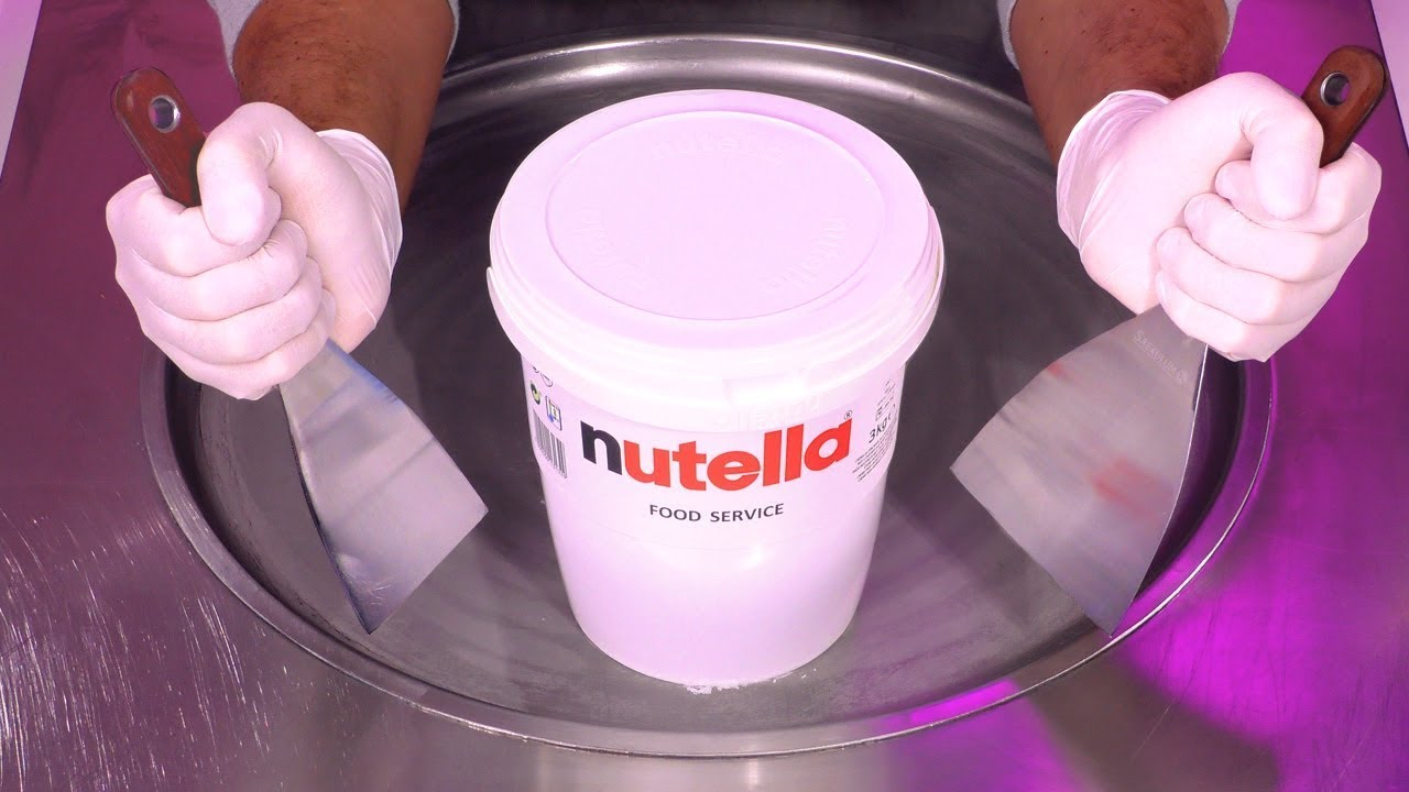 Massive Nutella Bucket Ice Cream Rolls | how to make rolled fried Ice ...