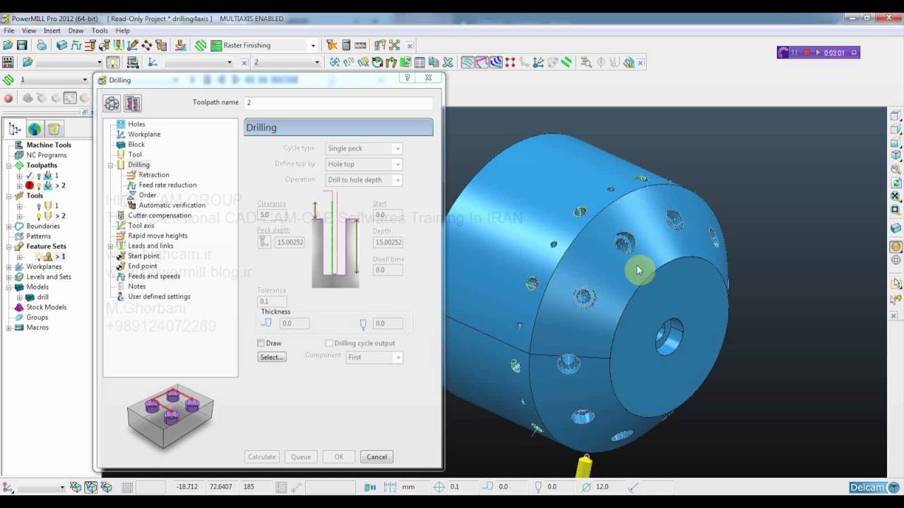 4axis Drilling in powerMILL 2012 - YouTube