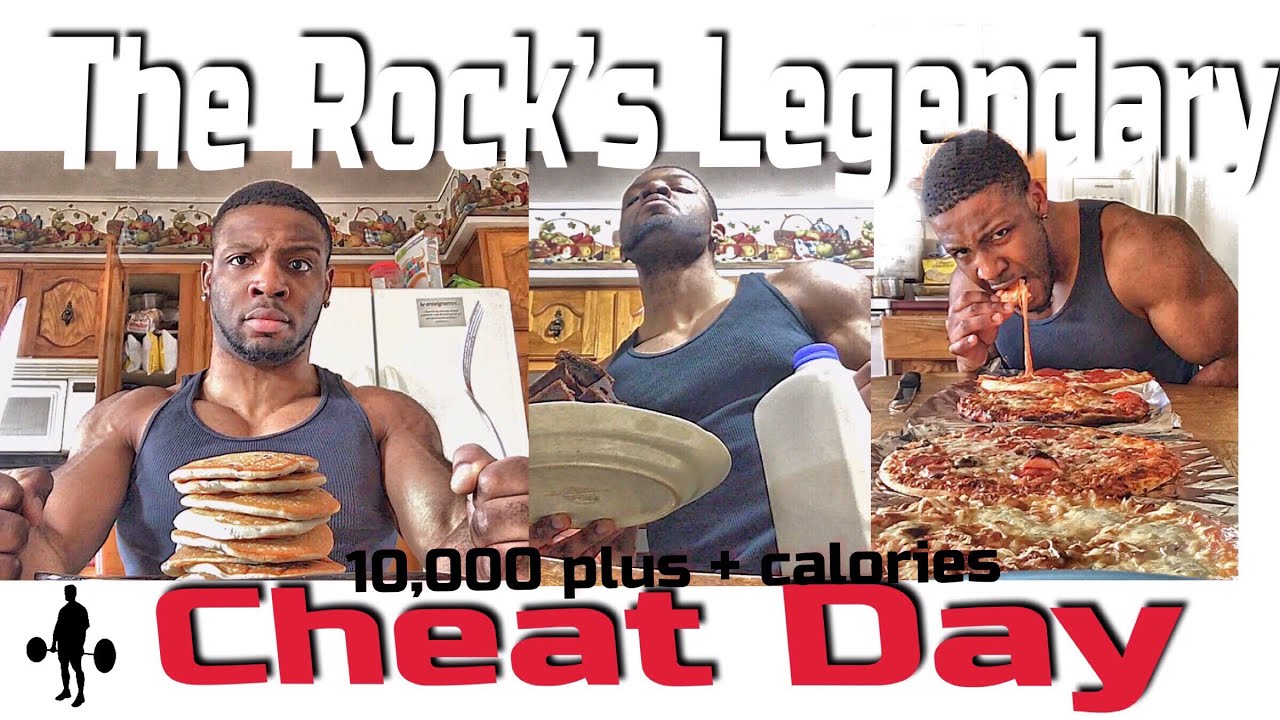 The rocks legendary cheat day | 10 000 calorie challenge | Man vs Food ...